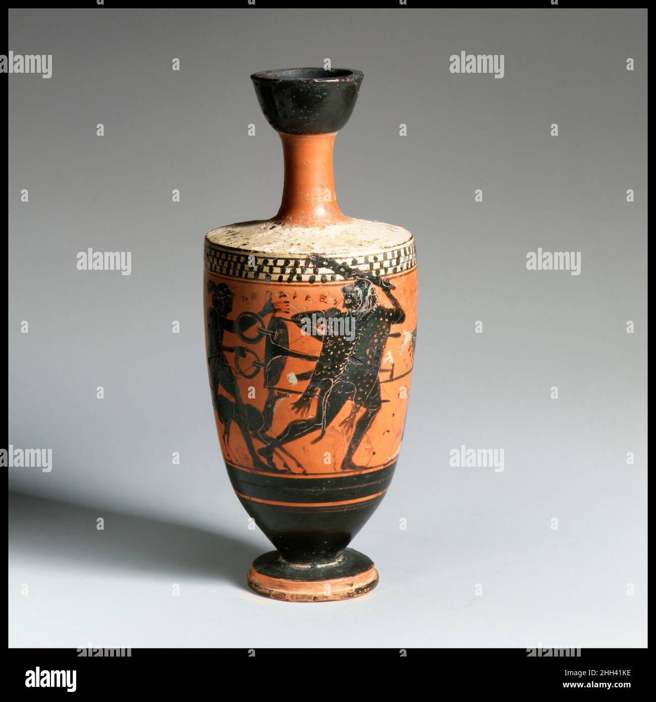 Terre cuite lekythos (ballon à huile) ca.500–490 C.-B. attribué à la ...