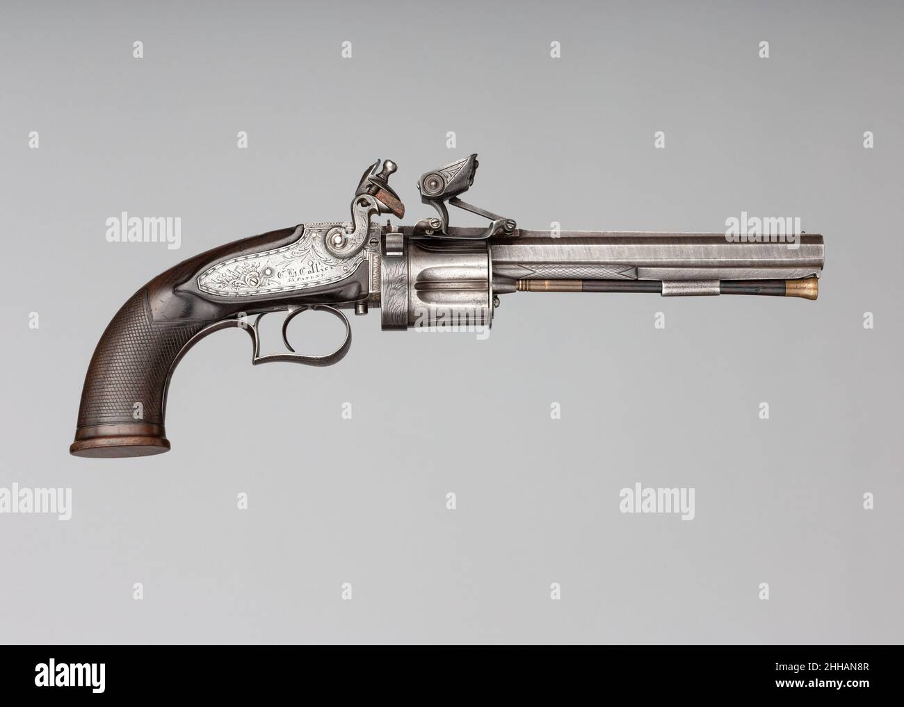 Collier second modèle cinq coups Flintlock Revolver ca.1820 breveté par ...