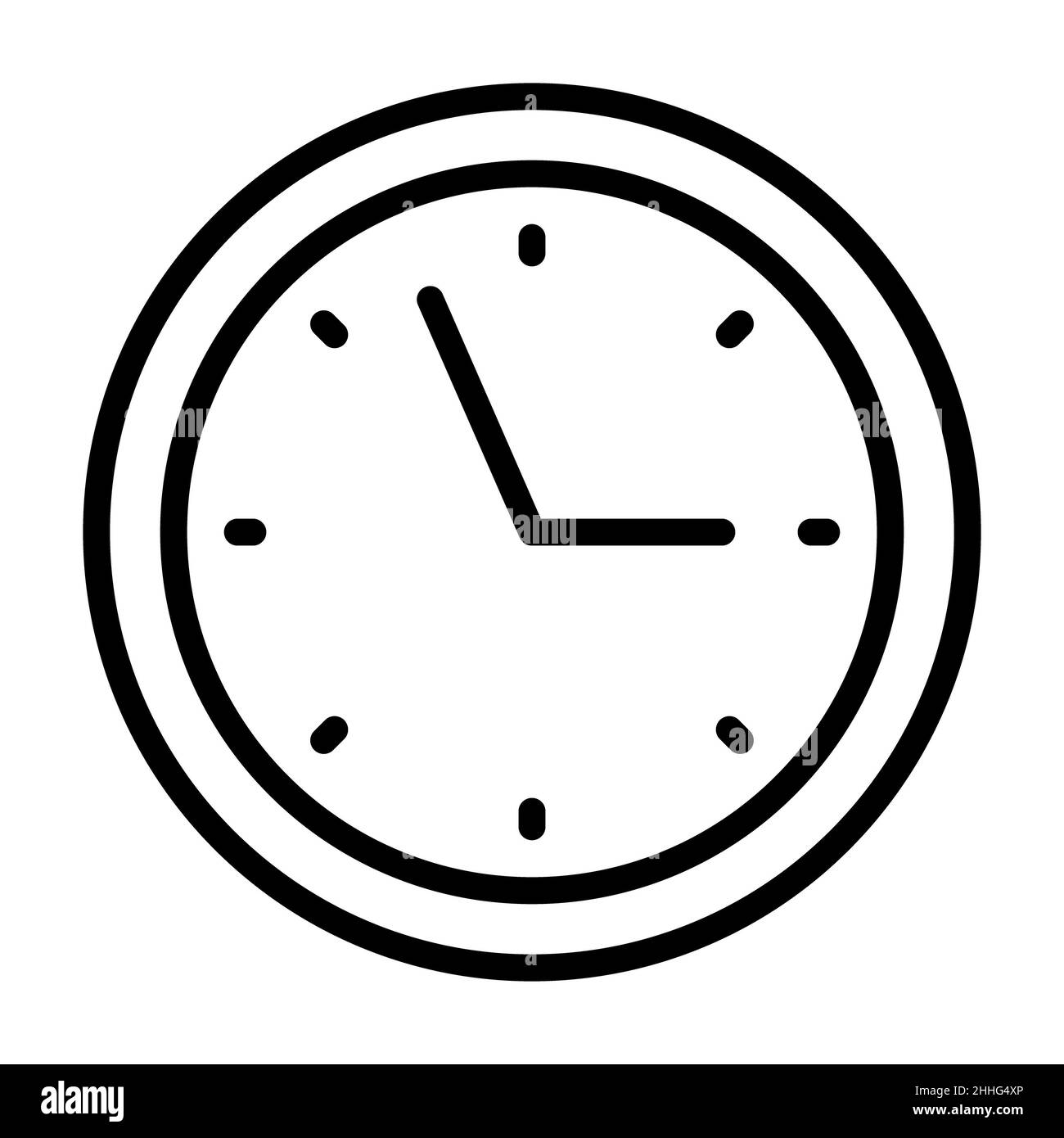 Icône horloge.Pictogramme heure.Symbole plat pour la bande.Trait.Isolé ...