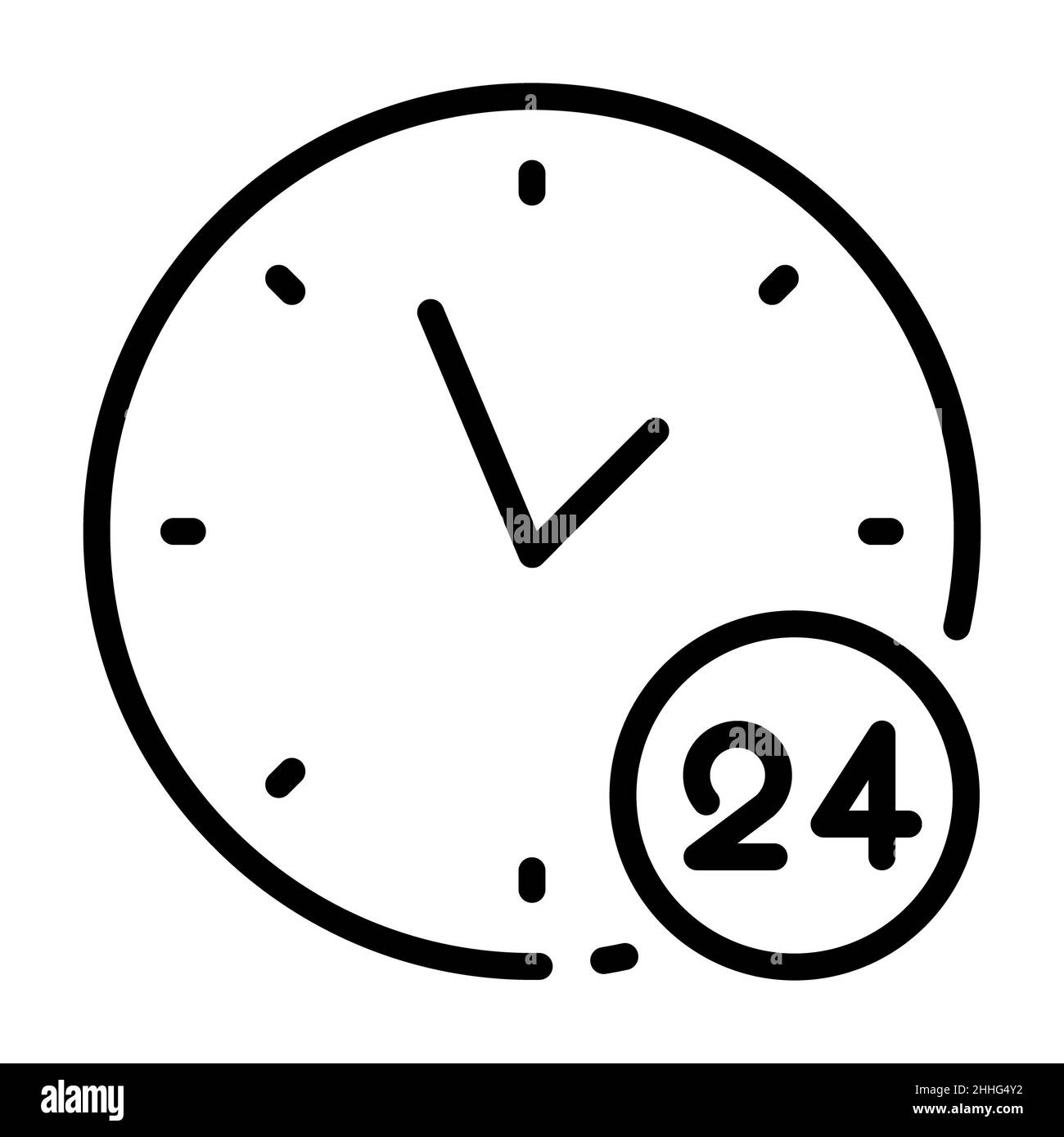 Icône horloge.Pictogramme heure.Symbole plat pour la bande.Trait.Isolé ...
