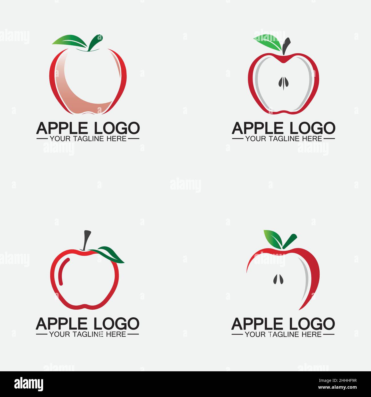 Ensemble logo Apple. Fruit Healthy Food design.Apple logo design ...