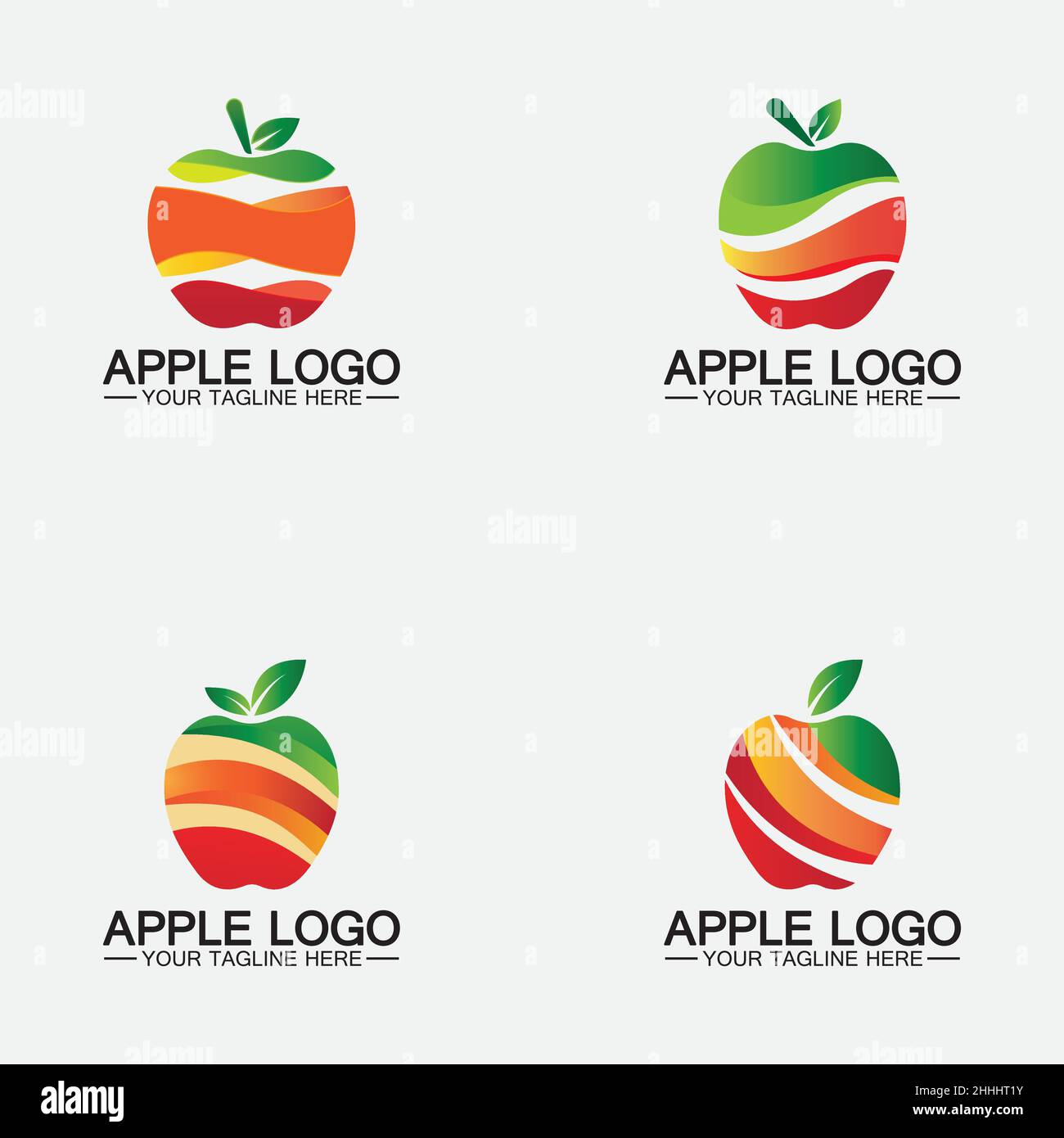 Ensemble logo Apple. Fruit Healthy Food design.Apple logo design ...