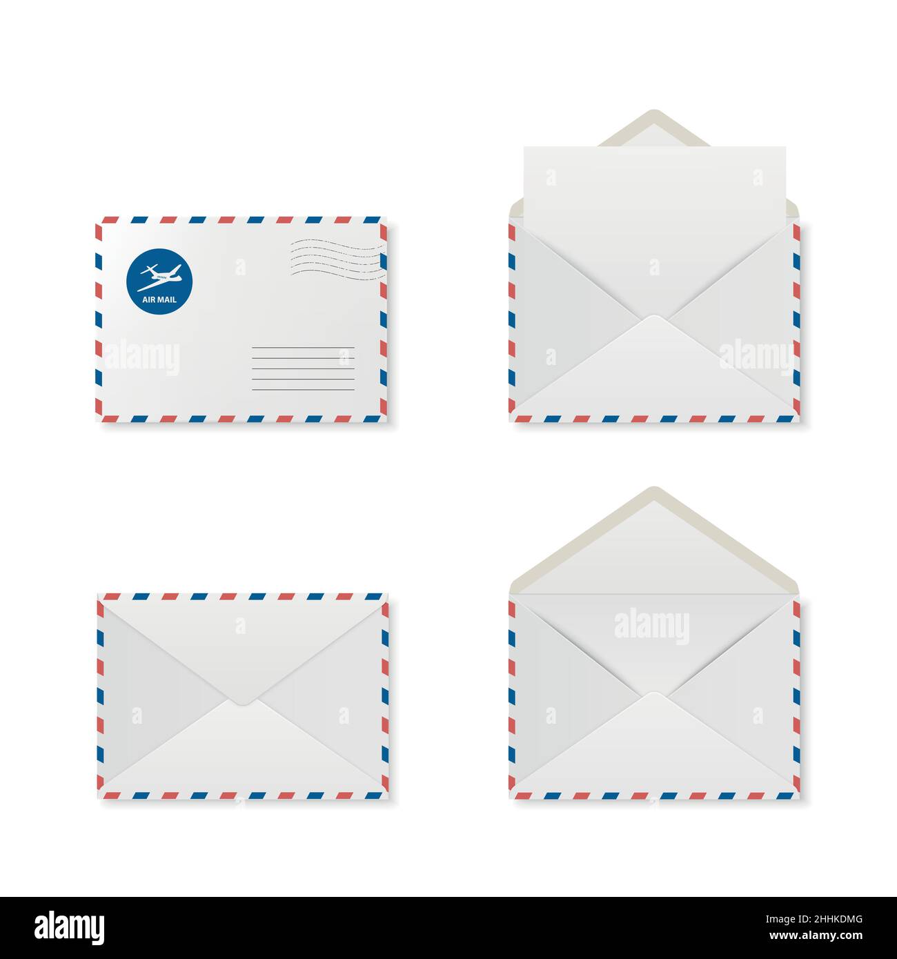 Vector 3D Realistic Envelope blanche ouverte et fermée.Enveloppes ...