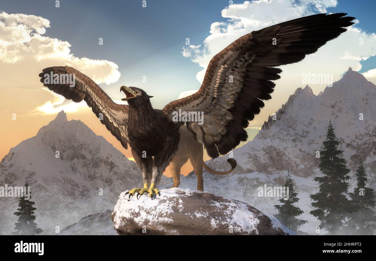 Un griffon puissant, une bête de mythologie et de légende, demi-aigle ...