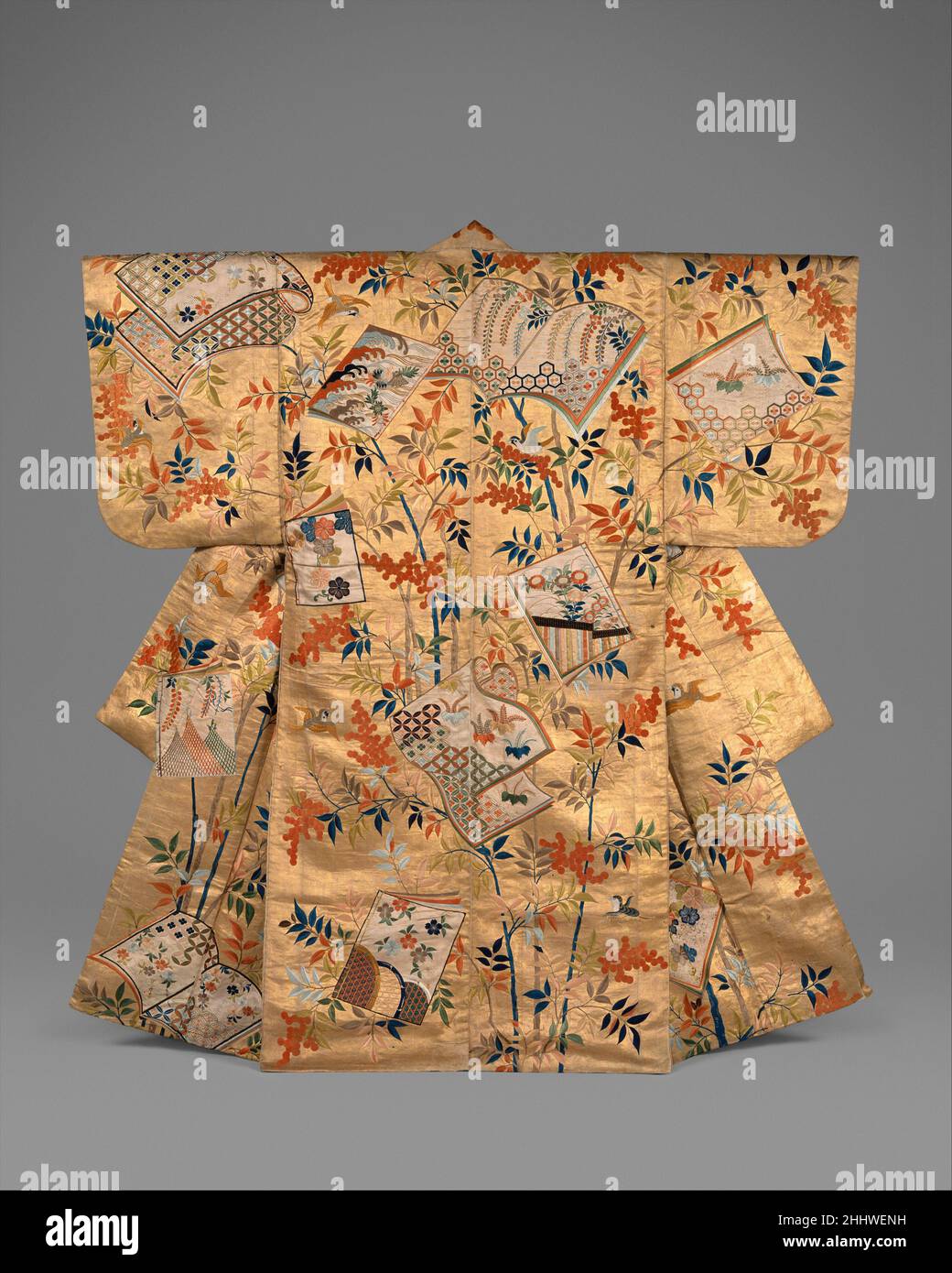 Noh Costume (Nuihaku) avec des Livres et des branches de Nandina ...