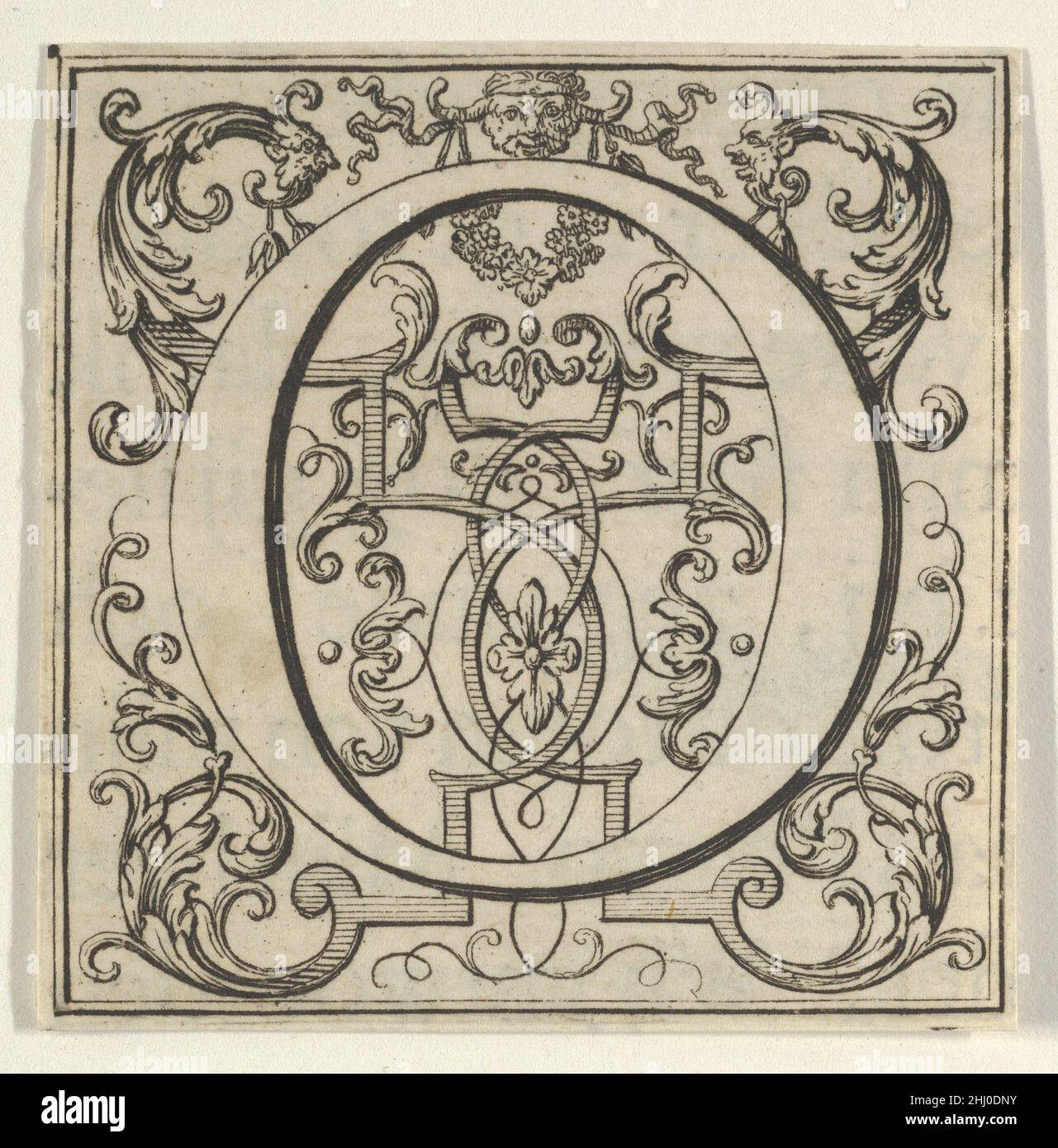 Lettre de l'alphabet romain O avec décoration Louis XIV 18th siècle ...
