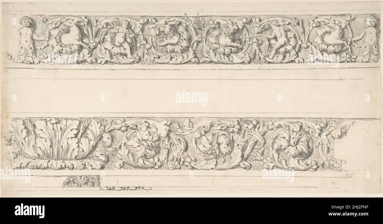 Croquis de deux frises, Palazzo Mattei 1776–79 attribué à Thomas ...
