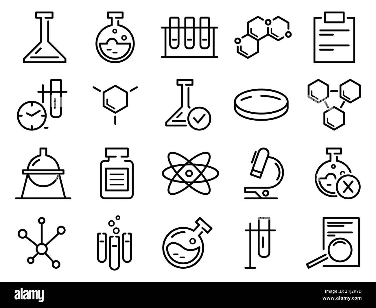Ensemble d'icônes de chimie plate.Pictogramme de laboratoire ...