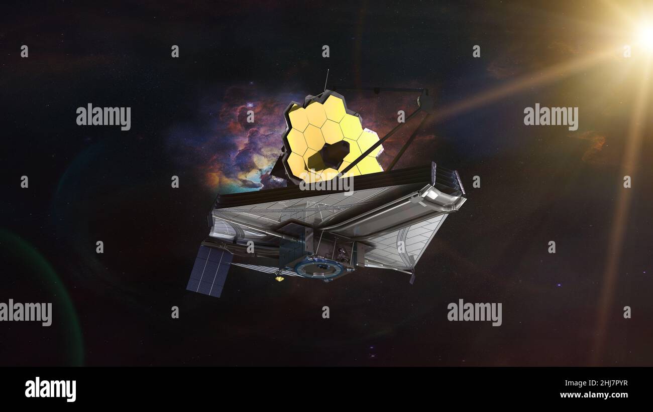 Le télescope James Webb explore l'espace profond.JWST Launch Art ...