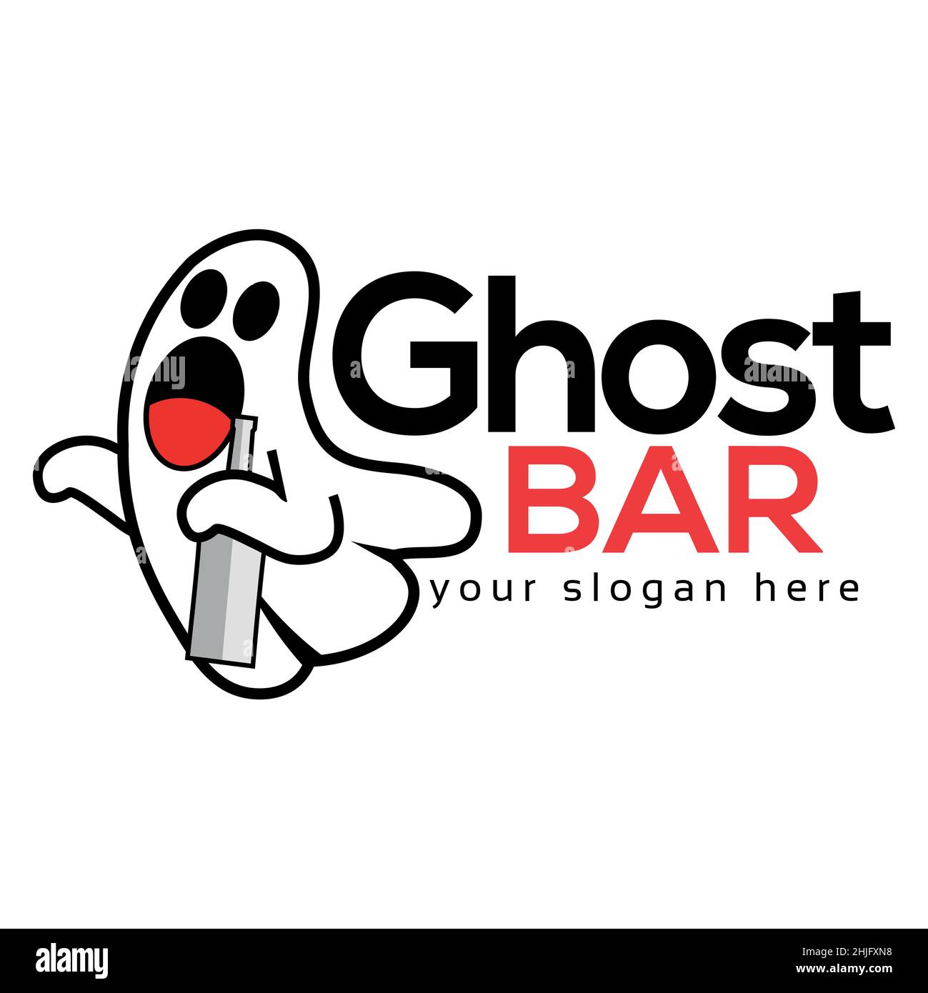 Modèle vectoriel de logo Ghost Bar.Illustration vectorielle plate sur ...