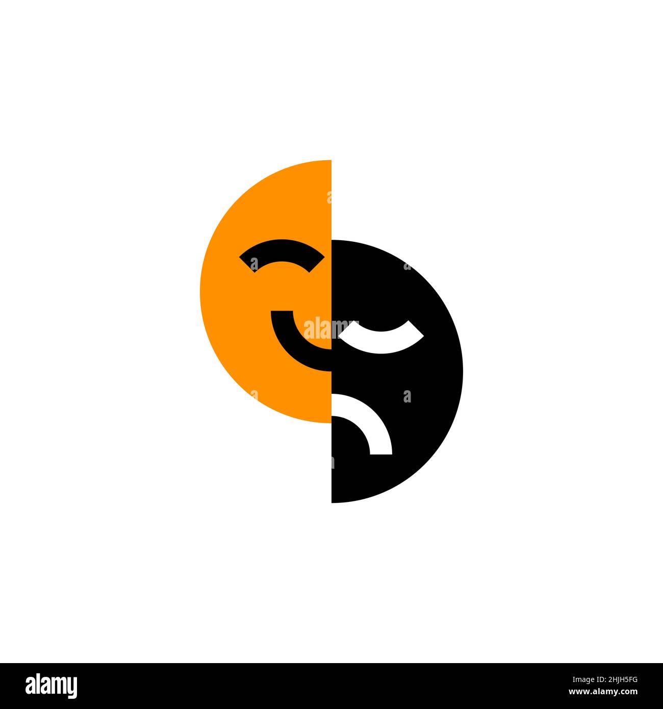 Icône de trouble bipolaire.Visage du logo triste et heureux Image ...
