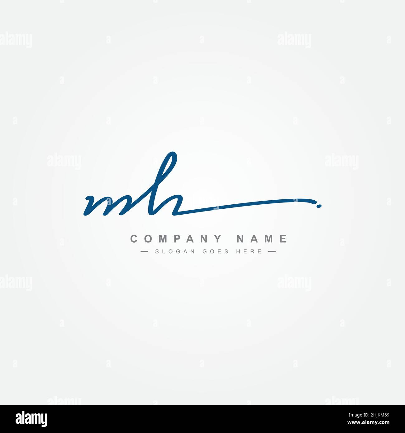 Logo initial lettre MH - logo de style Signature manuscrit - logo ...