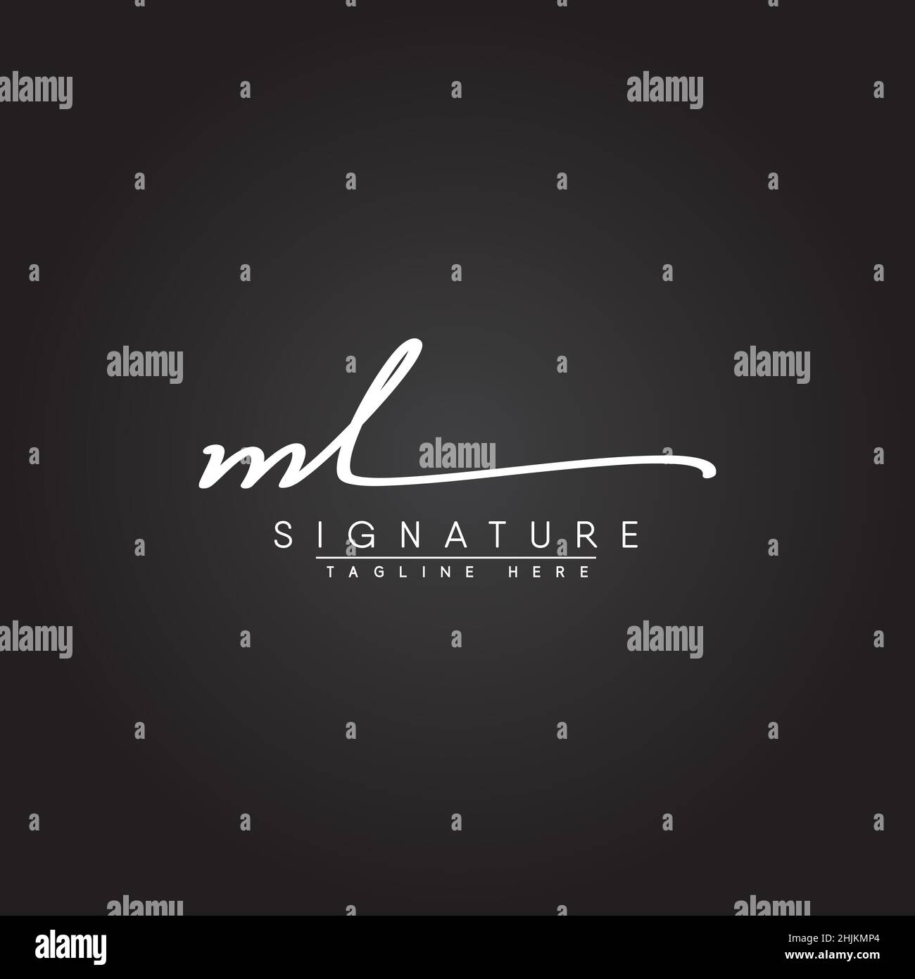 Logo initial lettre ML - logo de style Signature manuscrit - logo ...