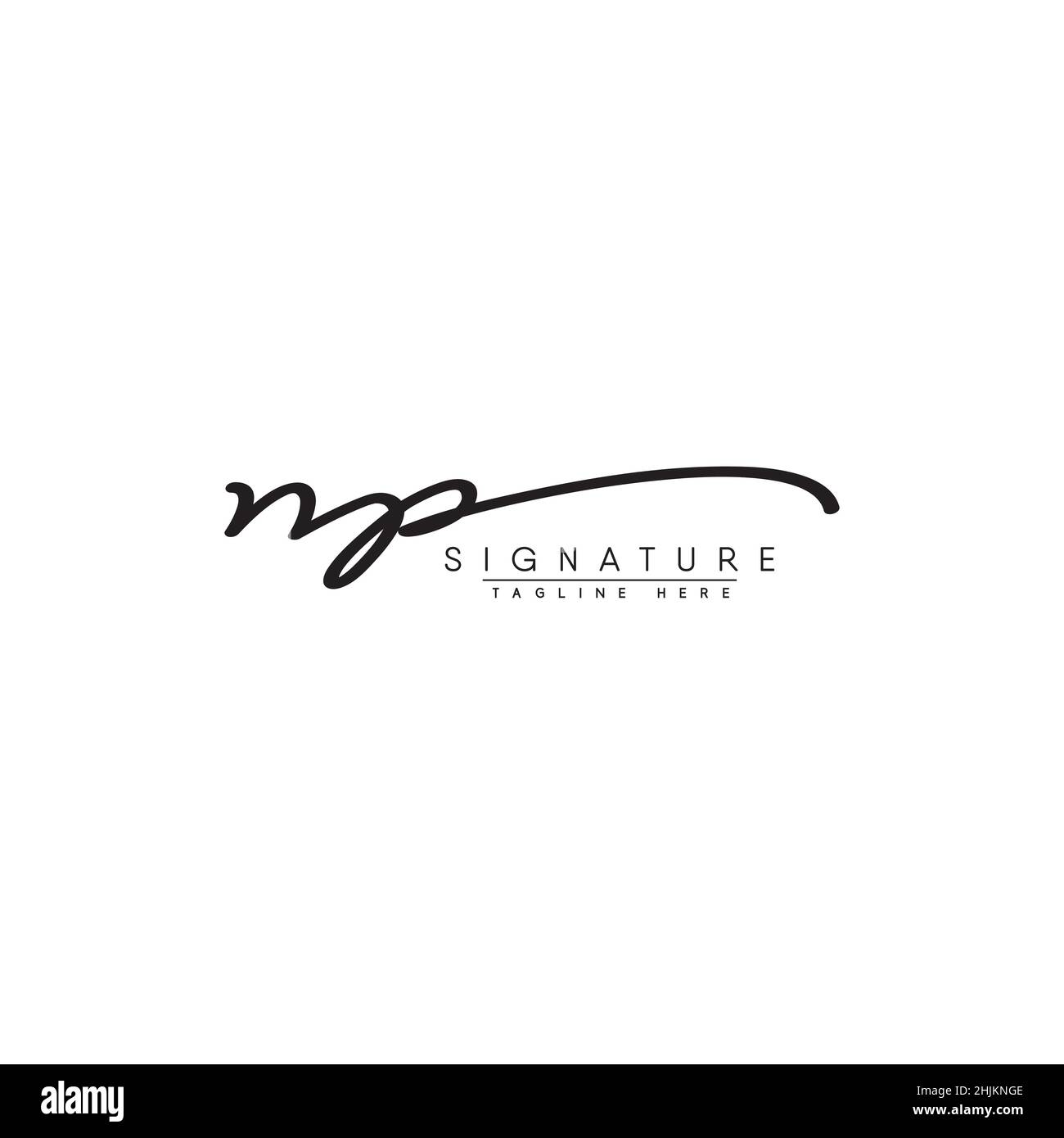 Logo NP de la lettre initiale - logo de style Signature manuscrit ...