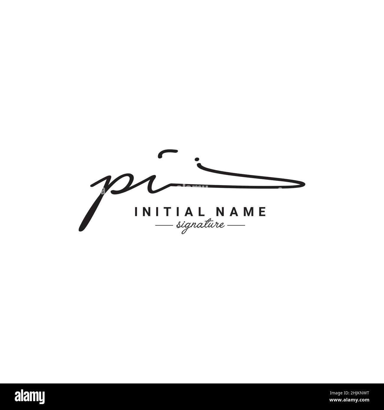 Logo PI de la lettre initiale - logo de style Signature dessiné à la ...