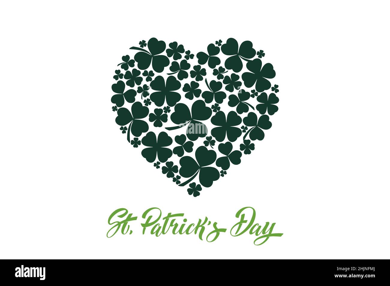 Joyeux Saint Patrick de feuilles de trèfle en forme de coeur.Logos et ...