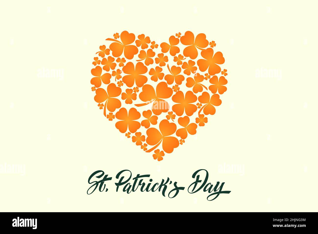 Joyeux Saint Patrick de feuilles de trèfle en forme de coeur.Logos et ...