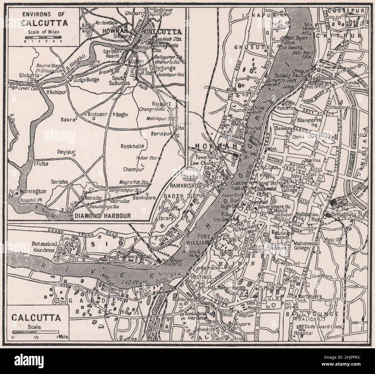 Vintage map of calcutta Banque de photographies et d’images à haute ...