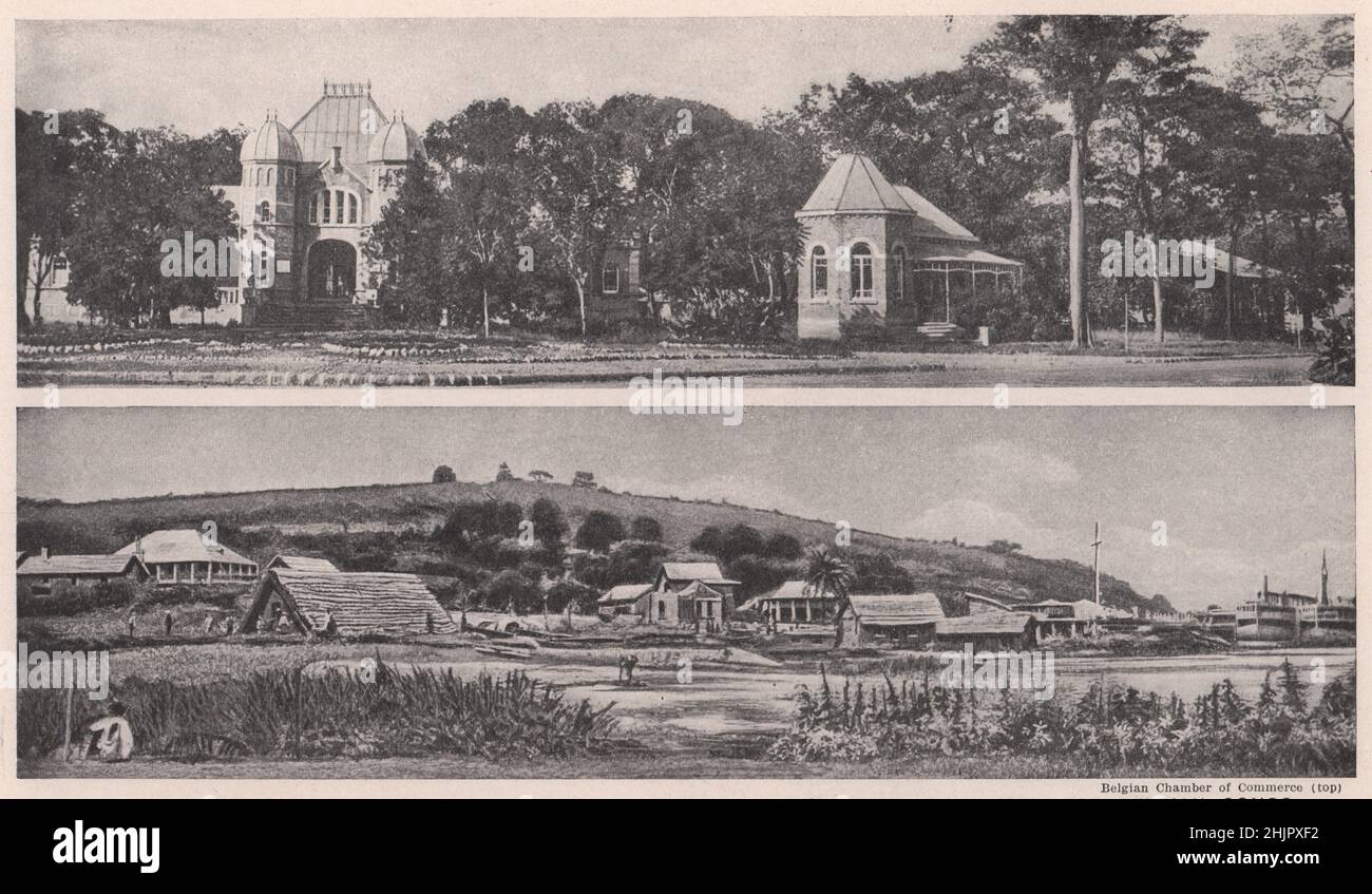 Palais de justice à Elizabethville et panorama de Leopoldville ...