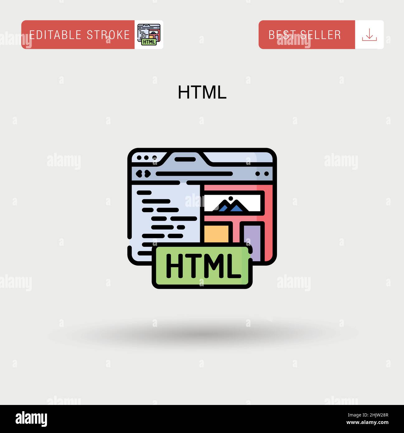 Html programming code icon vector Banque de photographies et d’images à haute résolution - Alamy
