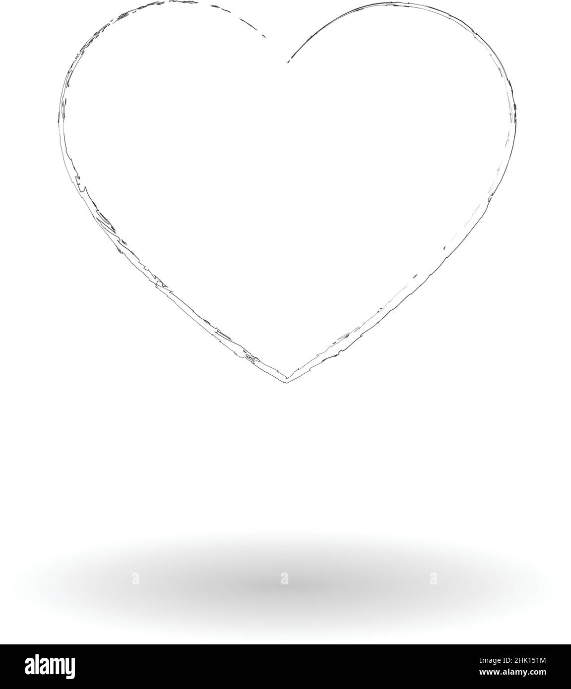 Icône vectorielle d'un contour de coeur, symbole d'amour des graphiques ...