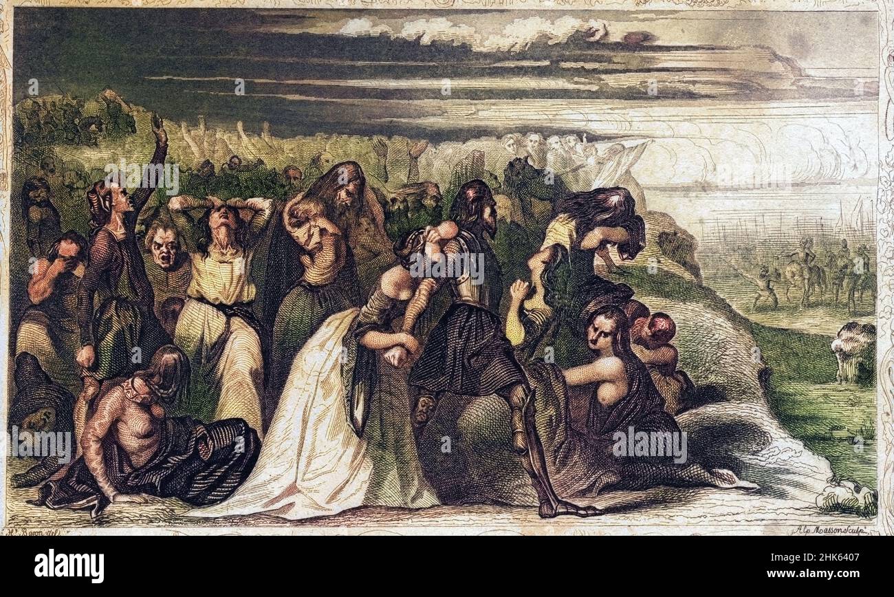 Histoire de la Gaule au Moyen Age : les saxons de germanie agenouilles ...