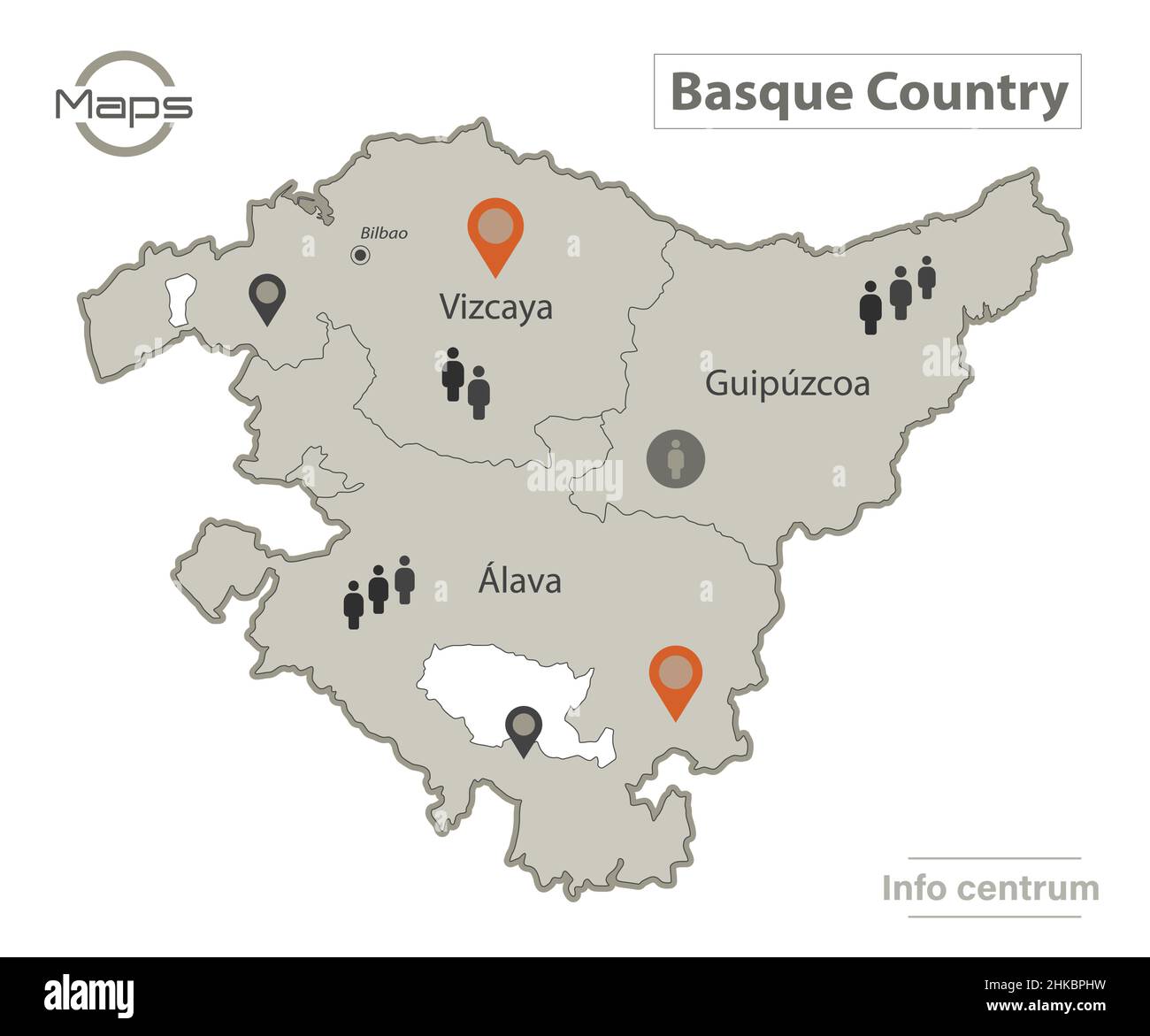 Carte pays basque, régions individuelles avec noms, Infographie et ...