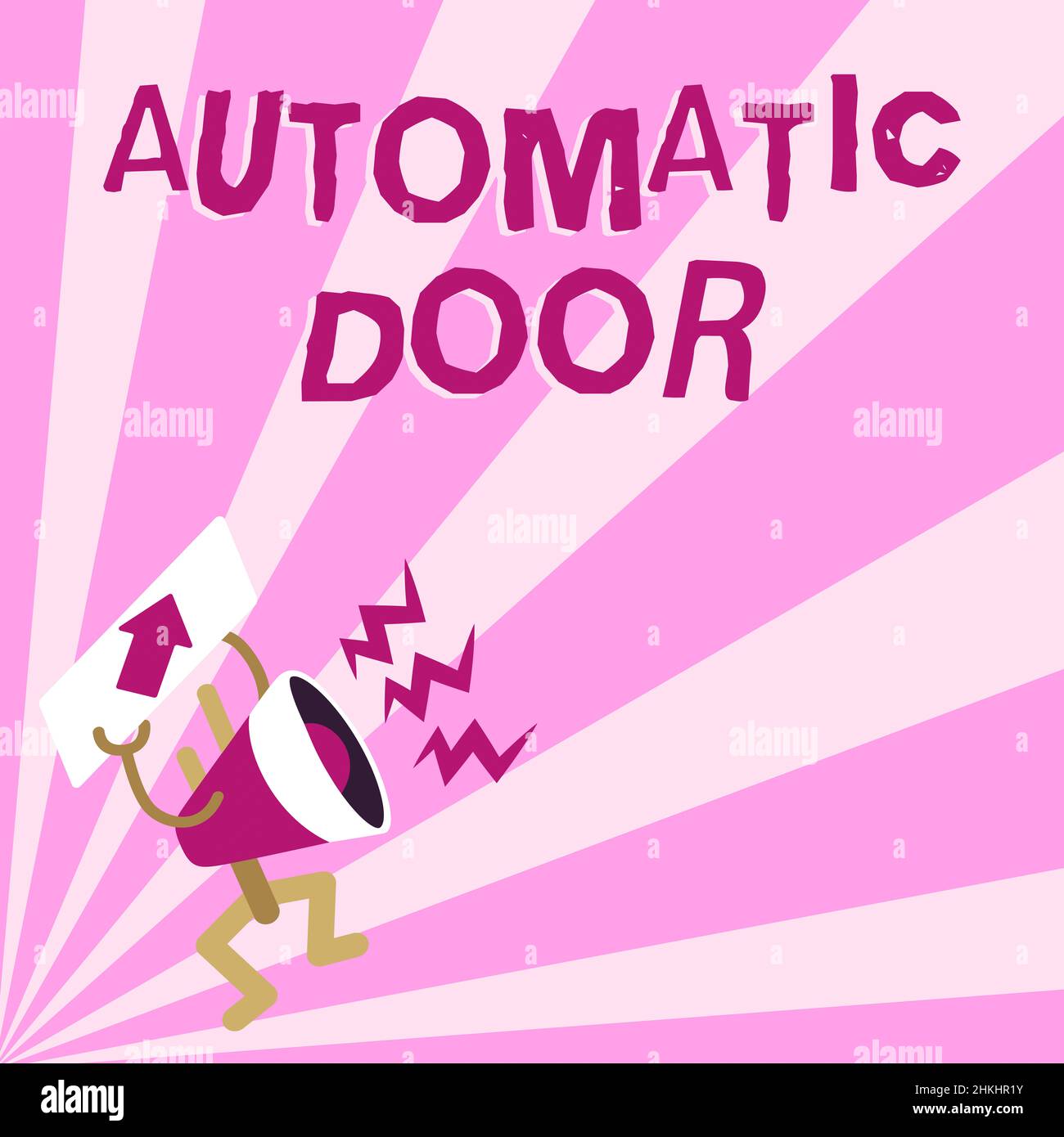 Porte automatique avec étiquette manuscrite. Concept signification s ...