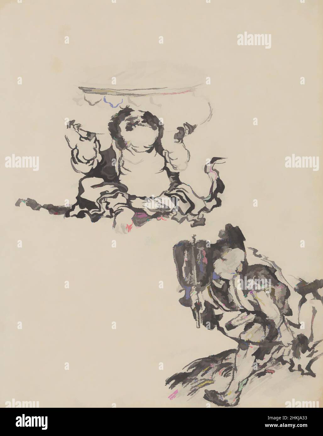 Art inspiré par Chinoiserie, deux figures, James Ensor, 1885, dessin, 1885, Art belge, oeuvres ...