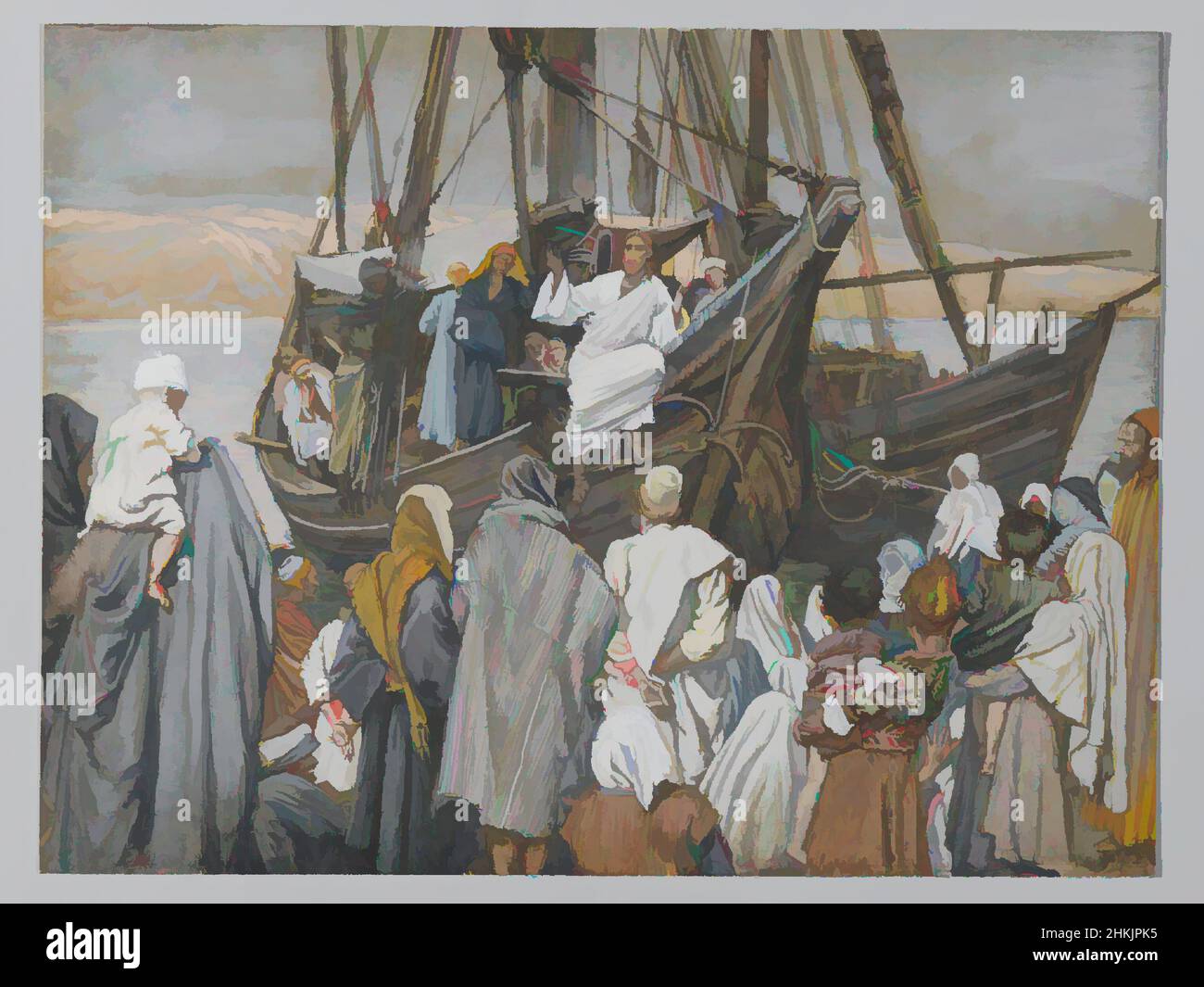 Art inspiré par Jésus prêche en bateau, Jésus flèche dans une barque ...