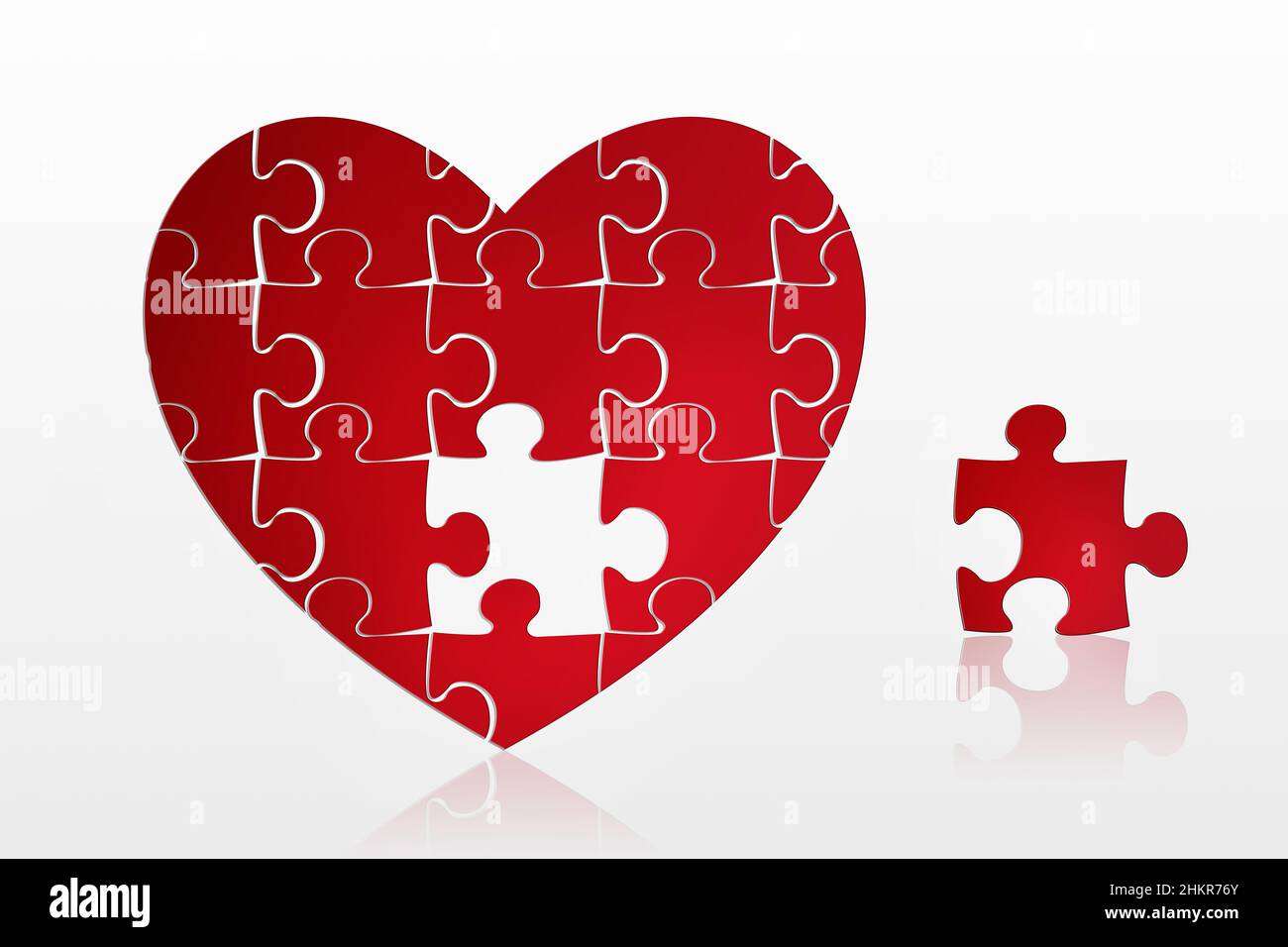 Cœur et casse-têtes. Symbole du coeur et de l'amour. Un arrière-plan ...