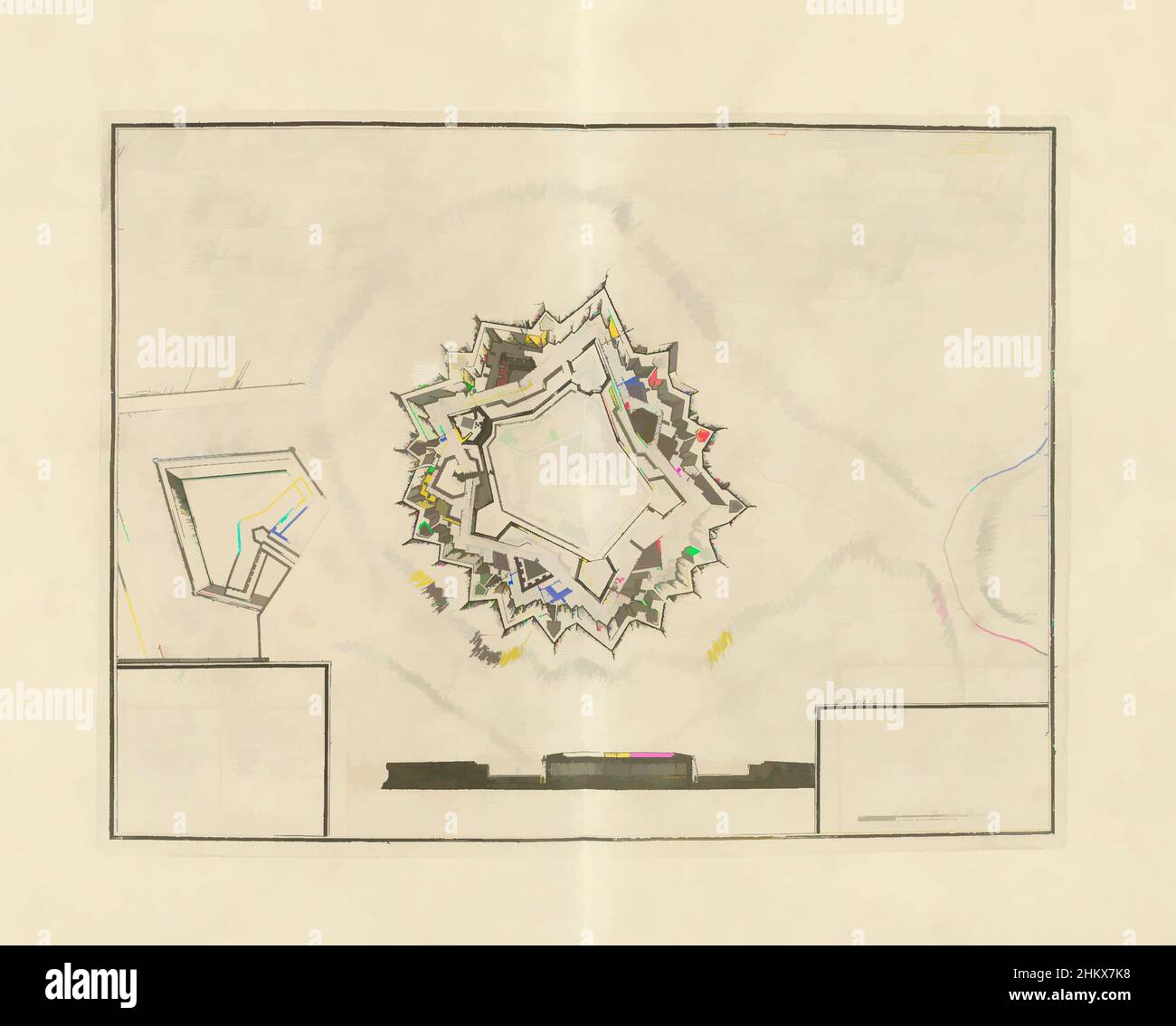 Art inspiré par la carte de Philippeville, 1710, Plan de Philippe-ville ...