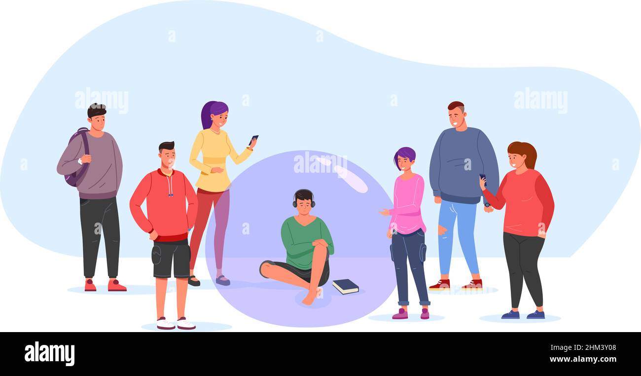 Personne non sociale.Solitude introvertir à l'intérieur de la bulle ou ...