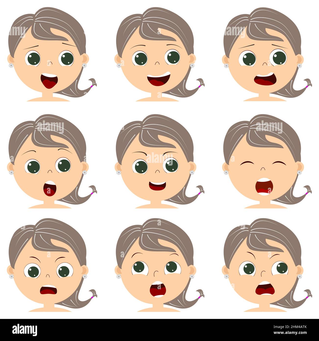 Collection de mignons émotions puériles.Ensemble d'expressions ...