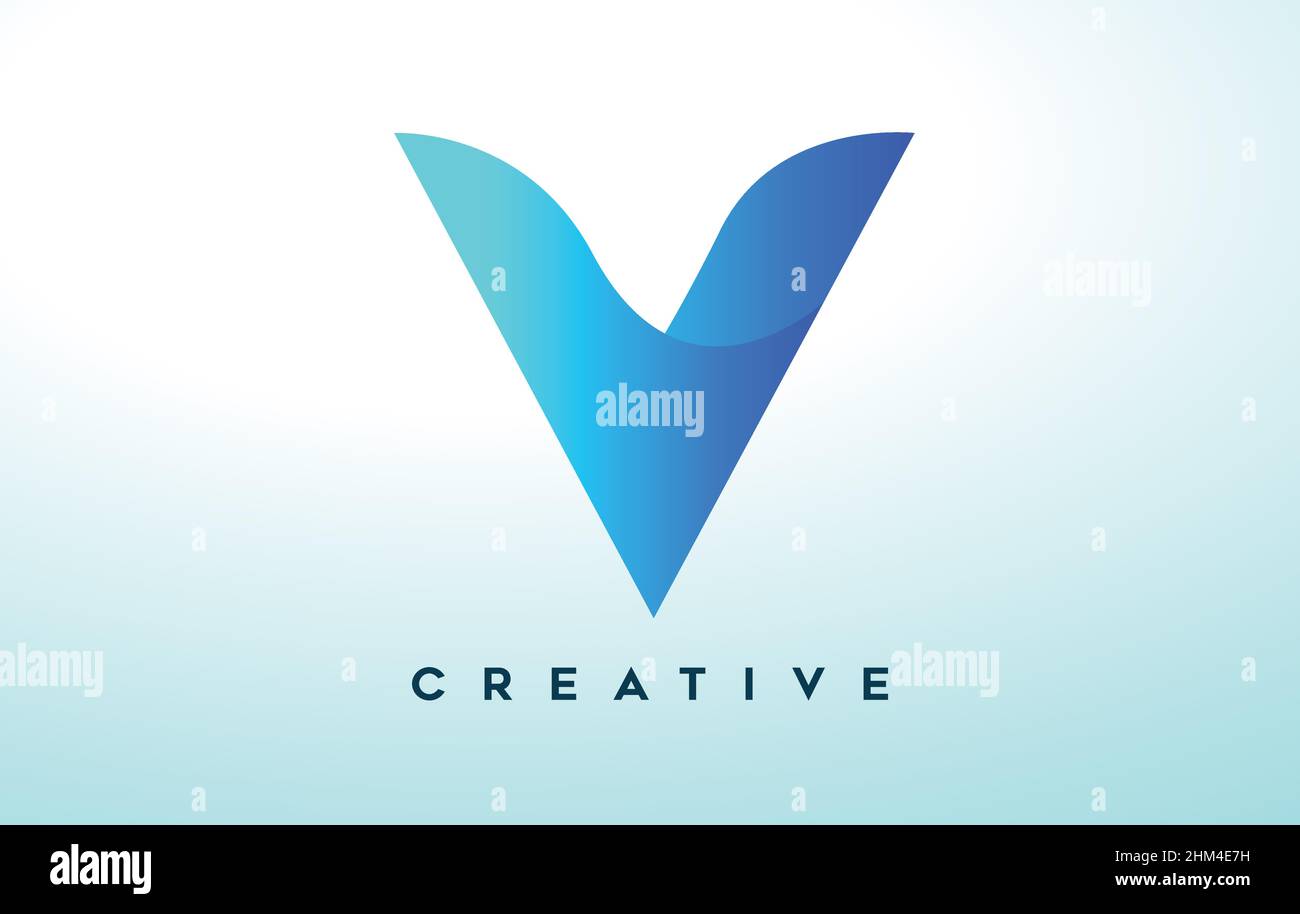Logo lettre V bleue avec aspect stylisé et logo de la société Modern ...