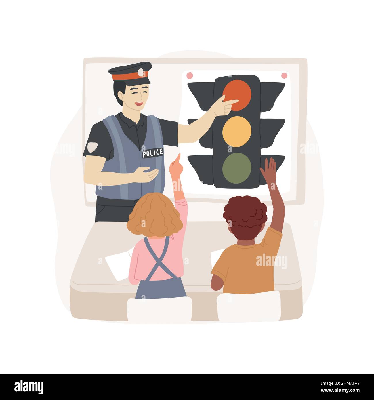 Leçon sur la sécurité routière illustration vectorielle isolée. Garde ...