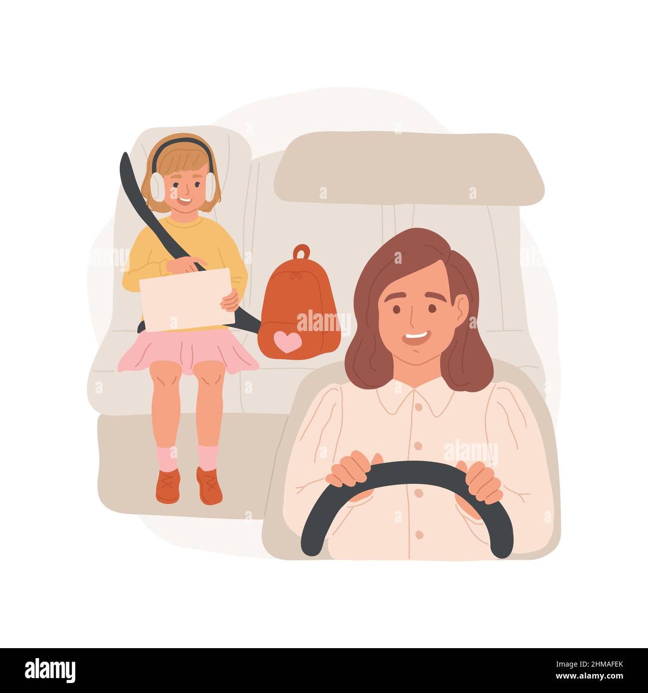 Aller à l'école en voiture isolé dessin animé vecteur illustration ...