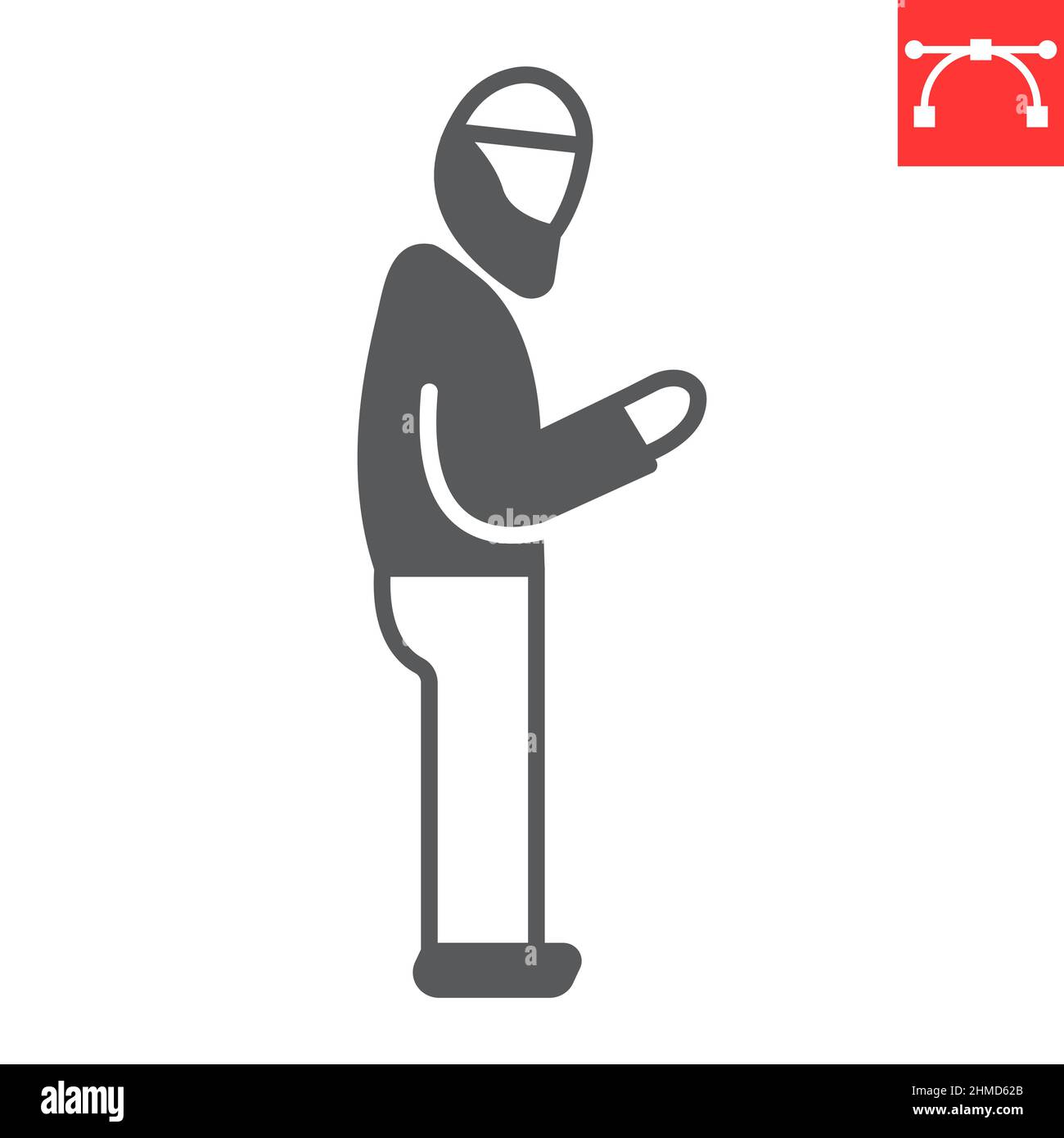 Icône de glyphe de prière musulmane, prier et namaz, icône de vecteur ...