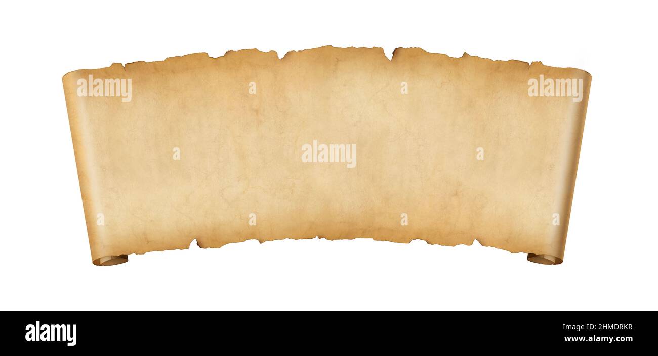 Ancienne banderole horizontale papier.Rouleau parchemin isolé sur fond ...