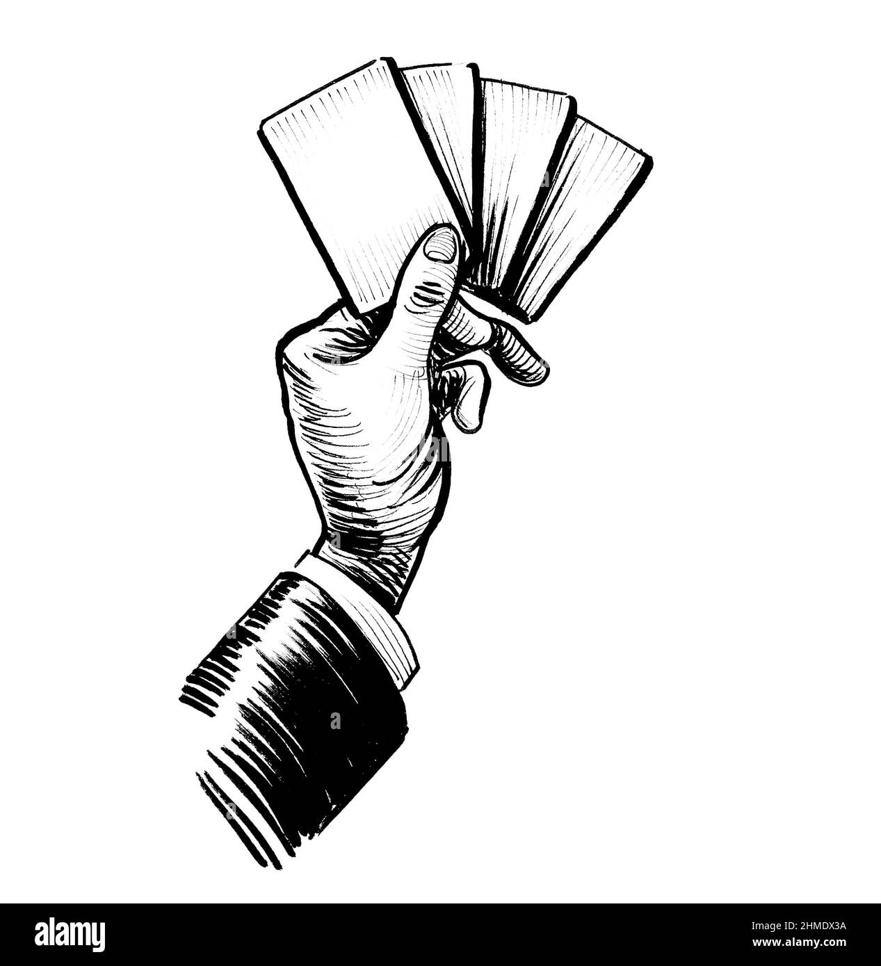 Main de cartes Banque d'images noir et blanc - Alamy