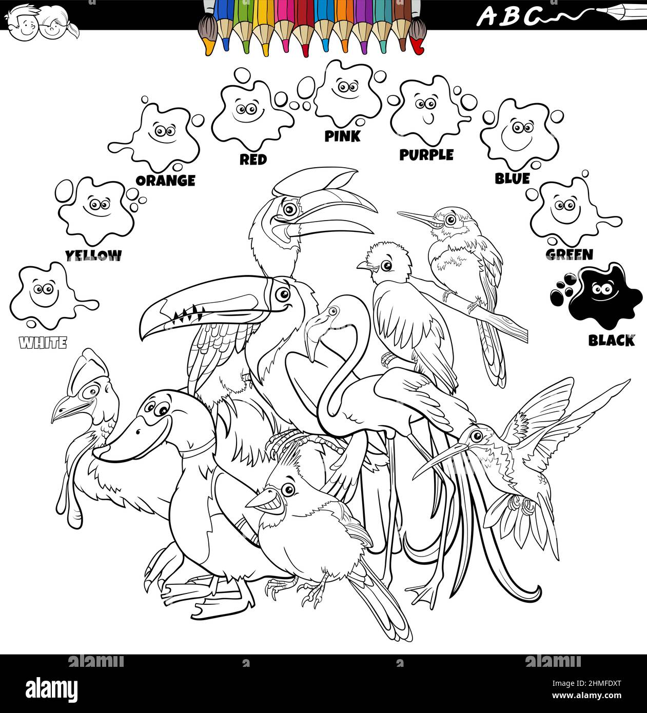 Dessin Animé éducatif Noir Et Blanc Illustration Des Couleurs De Base