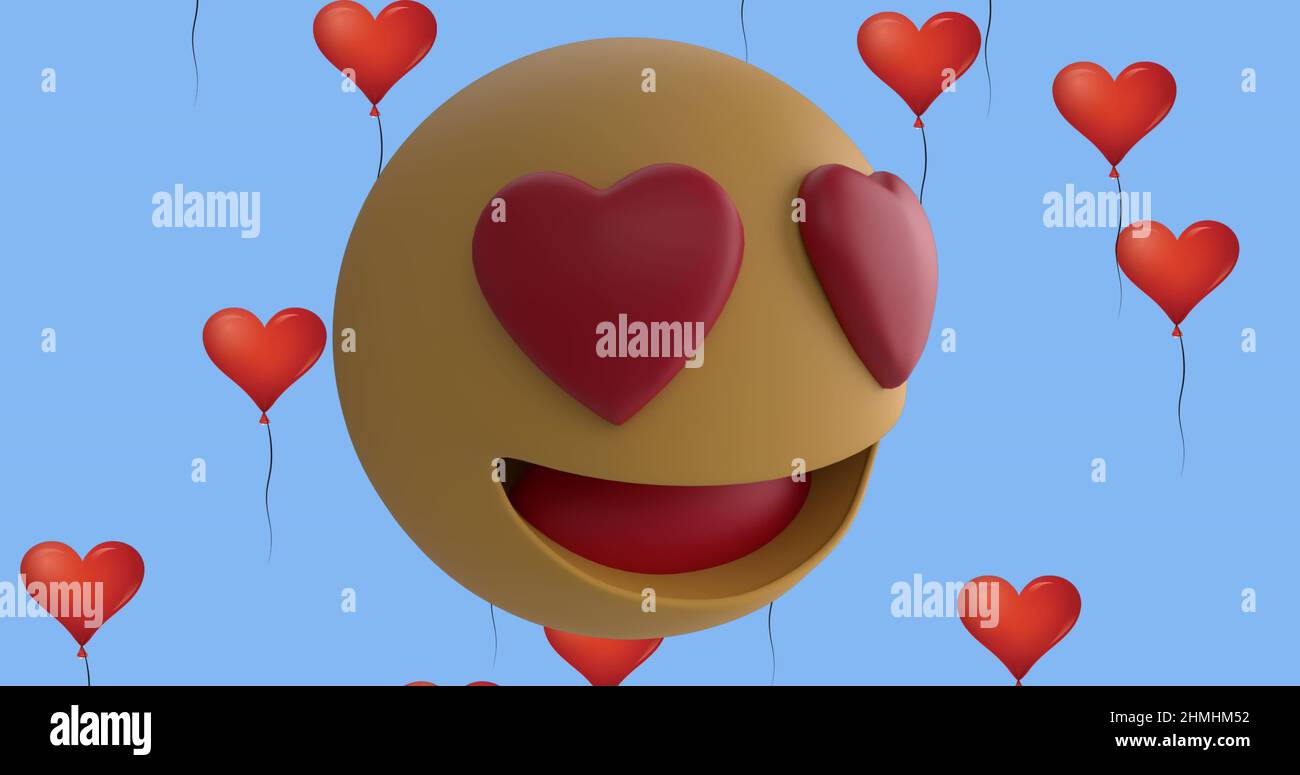 Image d'une icône émoticône souriante avec cœur rouge et icônes de ...