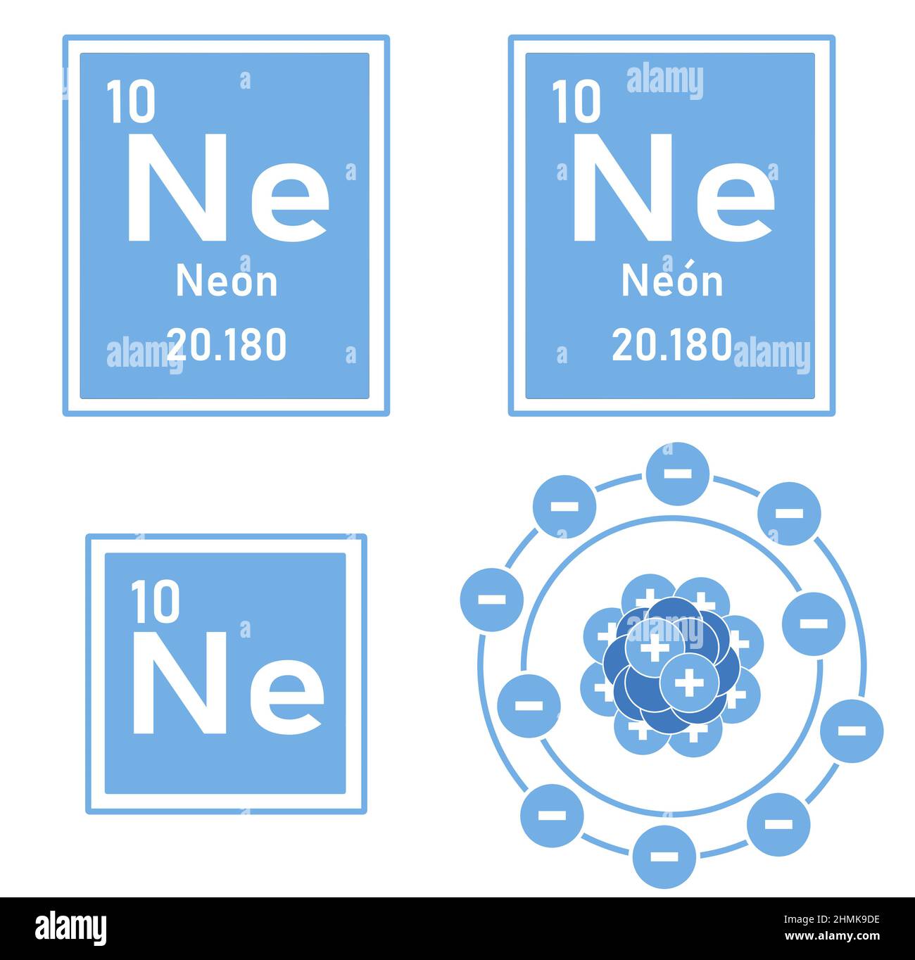Icône de l'élément néon de la table périodique avec représentation de ...
