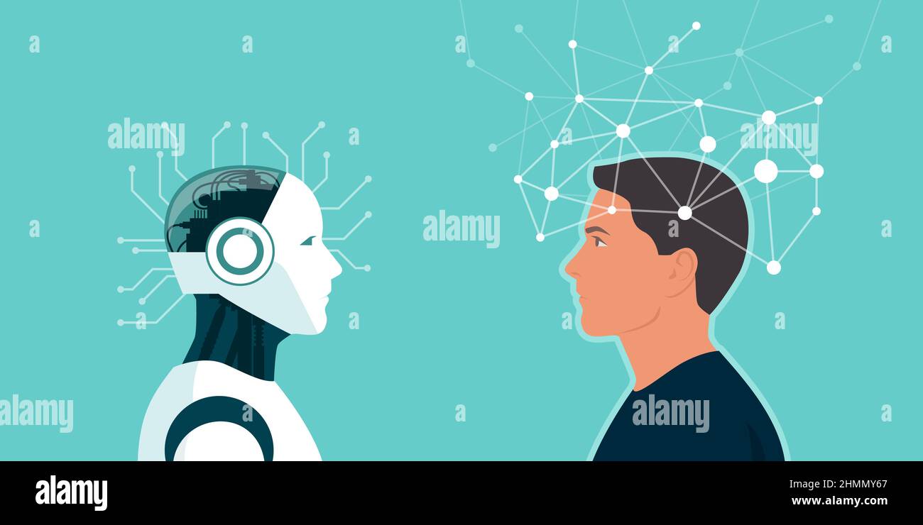 Machine vs humain : différence entre un robot et un homme Image Vectorielle Stock - Alamy