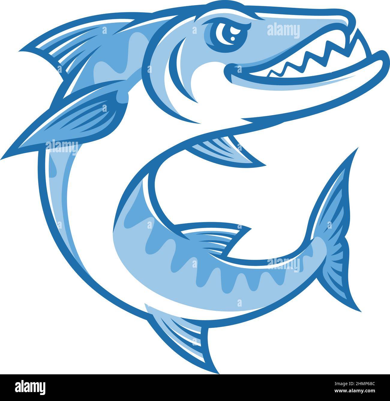 Barracuda Fish Smile avec dents acérées dessin de personnage de dessin ...
