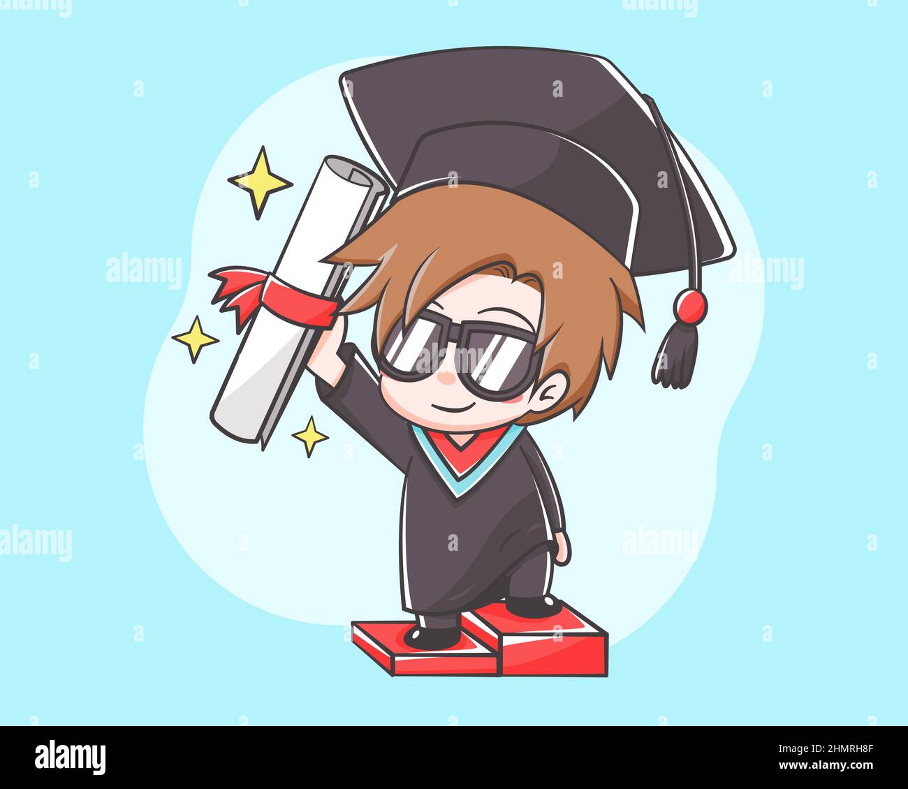 joli personnage de dessin animé de remise de diplômes Image Vectorielle ...