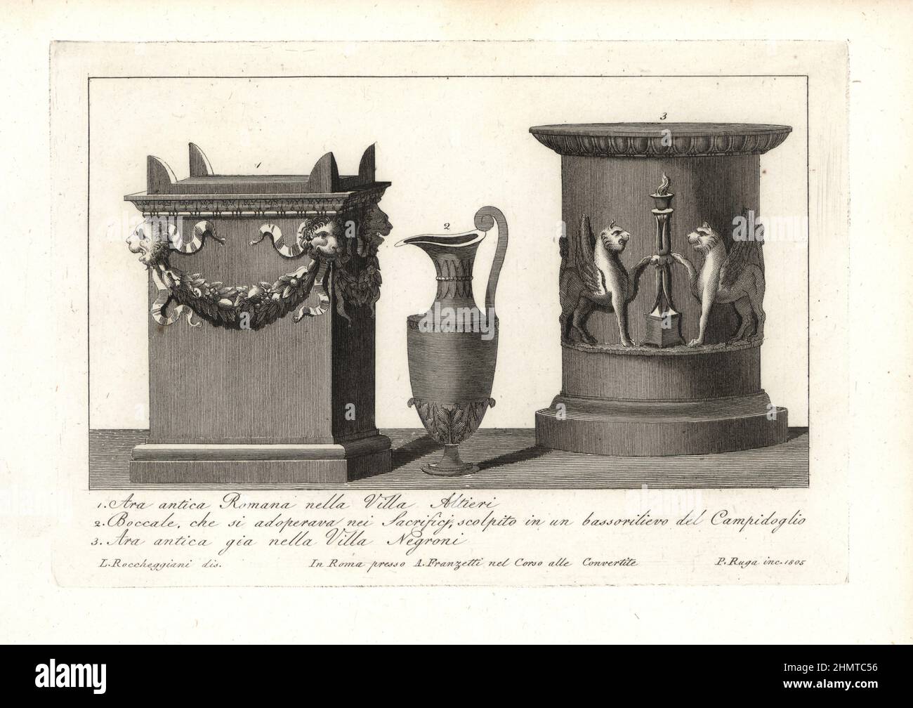 Ancien autel romain avec lions et guirlandes dans la Villa Altieri 1 ...