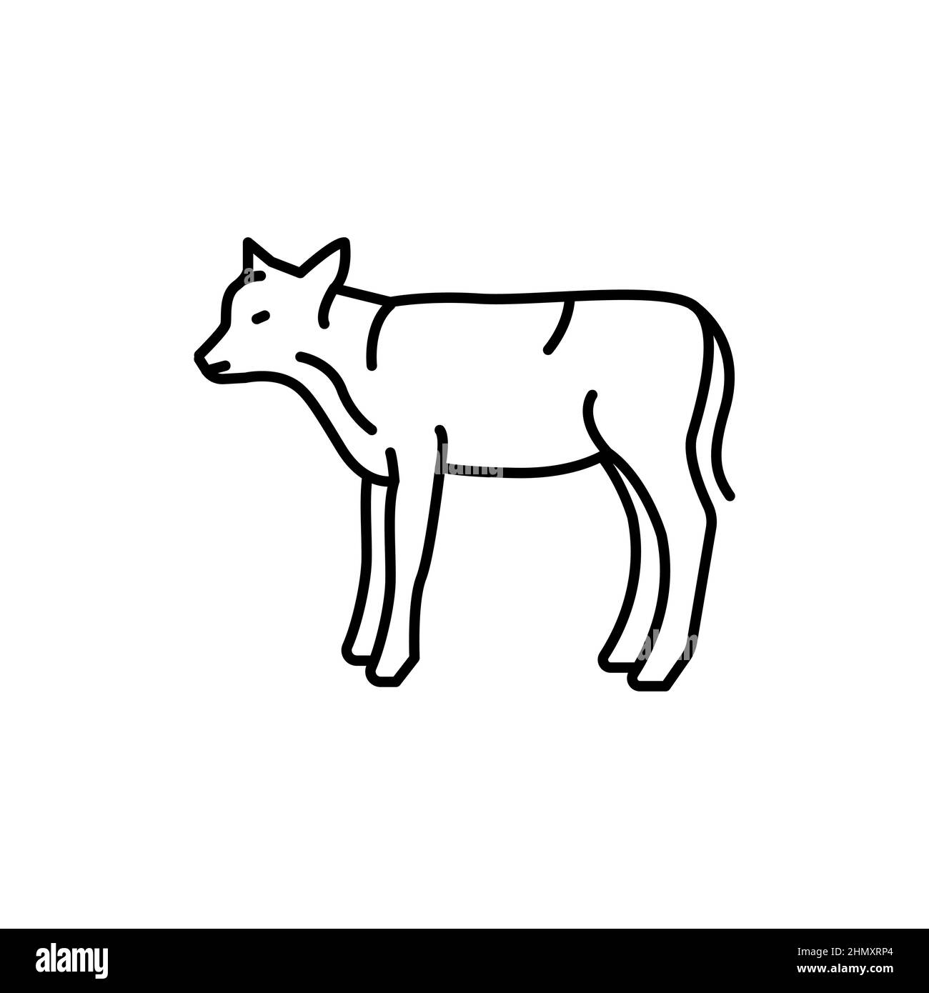 Icône de ligne de couleur d'animal de veau. Pictogramme pour page Web ...