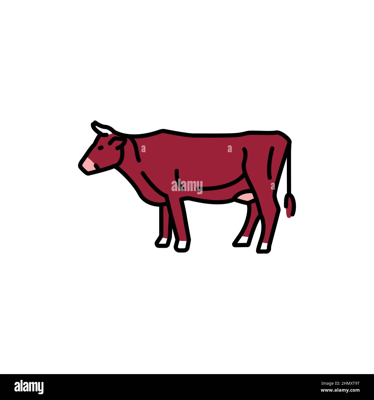 Icône de ligne de couleur d'animal de vache. Pictogramme pour page Web ...