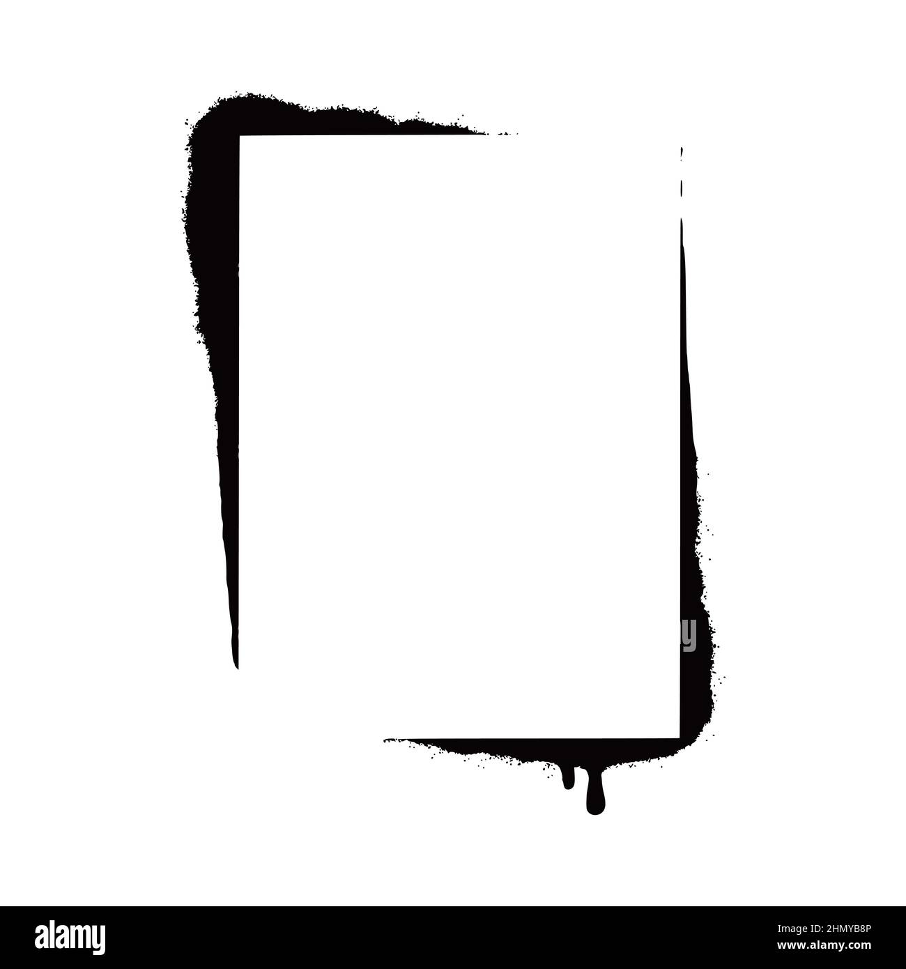 Cadre de peinture en spray à pochoir. Grunge style graffiti cadre noir ...